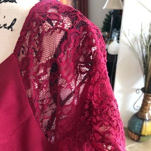 City Chic | Dresses | City Chic Red Lace Sleeve Dress Size 22xl | Poshmark